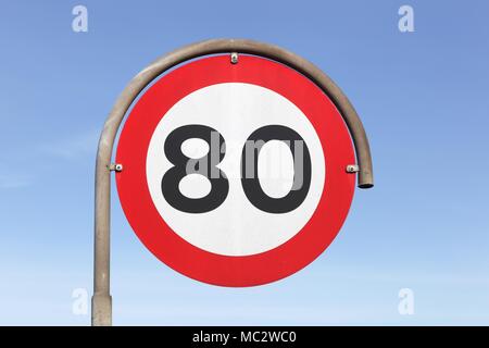 80 km/h speed limit sign, Europe Stock Photo: 24435475 - Alamy