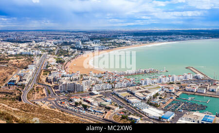 Agadir aerial panoramic view from the Agadir Kasbah (Agadir Fortress ...