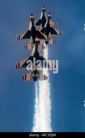 The USAF Thunderbirds fly in a diamond formation during an aerial ...