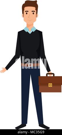 businessman with portfolio avatar character Stock Vector Image & Art ...