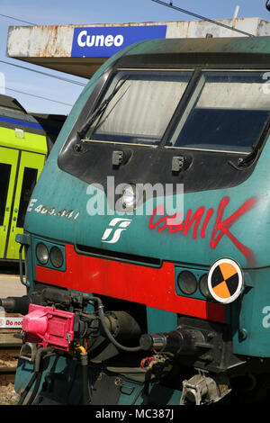 A regional train Trenitalia class E- 464 waiting at the platform at ...