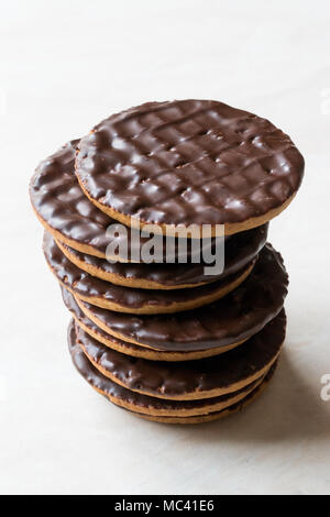 Stack of Chocolate Covered Round Jaffa Cookies / Whole Wheat. Dessert ...