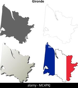 Gironde department outline map set Stock Vector Image & Art - Alamy