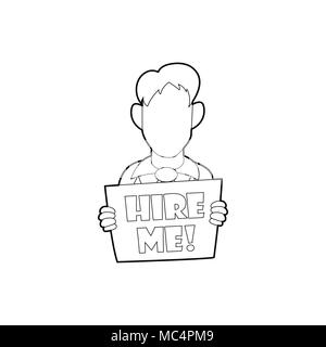 Businessman holding sign board with Hire me icons set 9 color ...