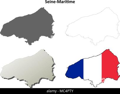 Seine-Maritime, Upper Normandy outline map set Stock Vector Image & Art ...