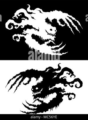 Spooky black ghost flying with sharp teeth, perfect for halloween ...