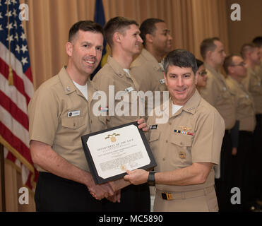 WASHINGTON (Jan. 31, 2018) Vice Admiral Kevin Donegan, right, presents ...