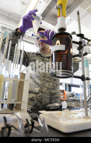 A fuel sample is tested in the petroleum lab during QLLEX 2017, July 21 ...