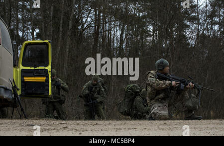 Lithuanian National Defence Volunteer Forces (KASP) soldiers conduct a ...