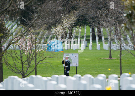 A personal color bearer carries the Medal of Honor flag during military ...