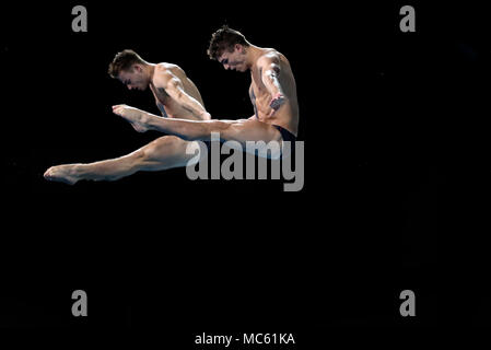 England's Jack Haslam and Ross Haslam during the Men's Synchronised 3m ...