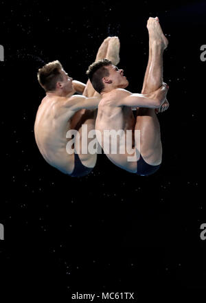 England's Jack Haslam and Ross Haslam during the Men's Synchronised 3m ...