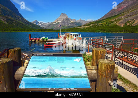 Canoe Swiftcurrent Lake Glacier National Park Montana MT US Stock Photo ...