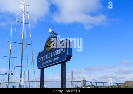 Savannah Belles Ferry at City Hall Landing on the riverfront in ...