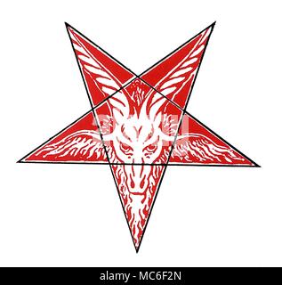 MAGIC SYMBOLS - SABBATIC GOAT, OR RED-HEAD A drawing of the Sabbatic ...