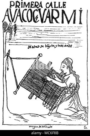 Inca with traditional loom. Illustration, of circa 1600, from the ...