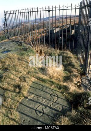 The Swastika Stone on Ilkley Moor, West Yorkshire. This carving is a ...