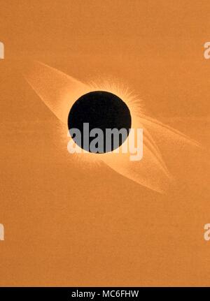 Total solar eclipse. Historical artwork by Wilhelm Kranz of a group of ...