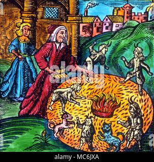 The witch Anne Bodenham. divining the future with aid of demons, a cat ...