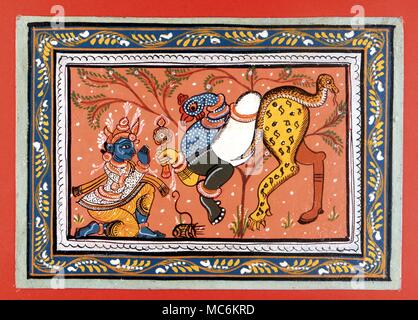 Hindu Mythology. Modern (mid-century) gouache of the Hindu gods ...