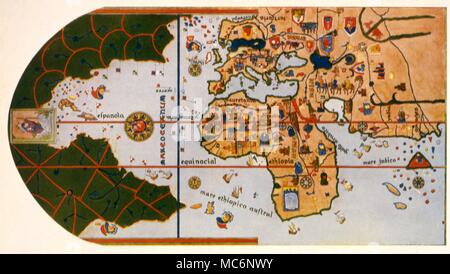 Map Of The World 1500 First To Show America Stock Photo - Alamy