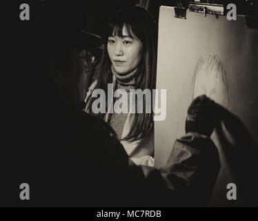 Young model posing for a portrait, Montmartre, Paris, France Stock ...