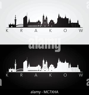 Poland, Krakow tourism landmarks, vector city travel illustration Stock ...