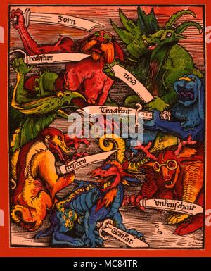 DEMONS - SEVEN DEADLY SINS Woodcut. The Seven Deadly Sins, of 1510 by ...