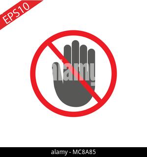 Hand stop warning sign, blocking hazard sign, Yellow Triangle Caution ...