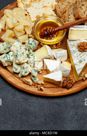 french bread with berries and cheese on plate and tea closeup isolated ...