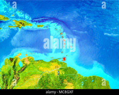 Trinidad and Tobago red highlighted in map of North America Stock Photo ...