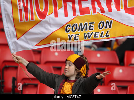 Motherwell fans celebrate during the William Hill Scottish Cup semi ...