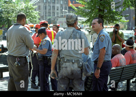 NYPD officers in the World Trade Center -Chamber Street subway station in New York on Friday ...