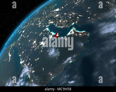 Illustration of Qatar as seen from Earth’s orbit. 3D illustration ...