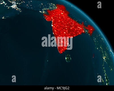 Map of India. Detailed satellite view of the Earth and its landforms ...