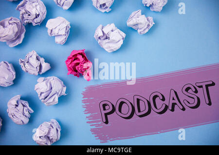 The word audio is written. Computer and headset in the background ...