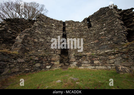Dun Troddan Iron Age broch tower, Glenelg, Scotland, UK, showing the ...