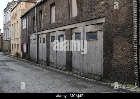 Building facades of The Bailey in the old city of Durham, County Durham ...