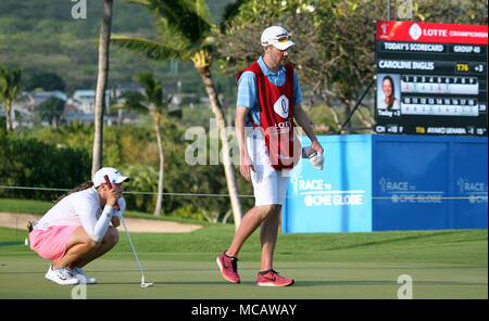 April 11, 2018 - Caroline Inglis walks off the 7th green during the ...