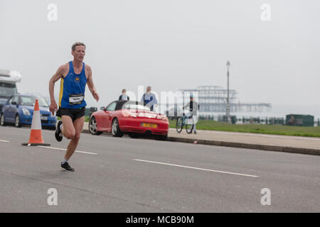 Brighton, Sussex, UK; 15th April 2018; Man Running in Brighton Marathon ...