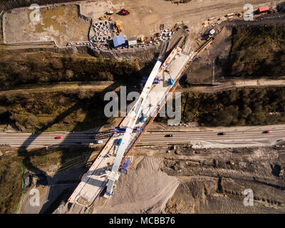 Roadworks on A465 Heads of the Valleys road at Merthyr Tydfil building ...
