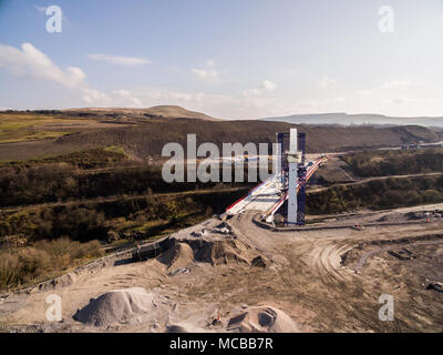 Roadworks on A465 Heads of the Valleys road at Merthyr Tydfil building ...