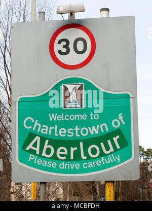 Welcome to Charlestown of Aberlour sign Scotland September 2012 Stock ...