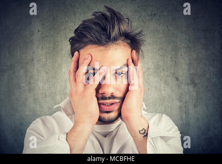 Sad young man crying, having problems, in despair or depression Stock ...