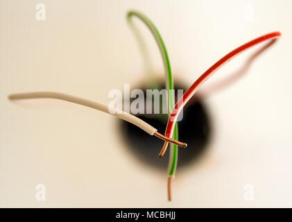 Badly wired plug electric wires showing bad and wrong dangerous ...