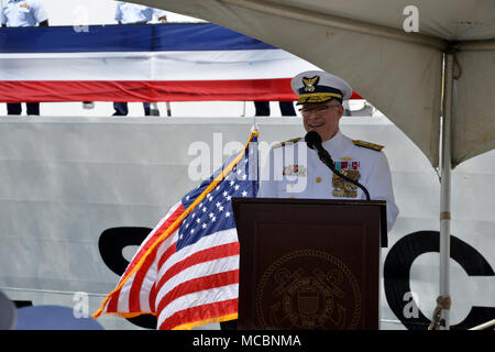 Vice Adm. Fred Midgette, commander of Coast Guard Pacific Area, waves ...