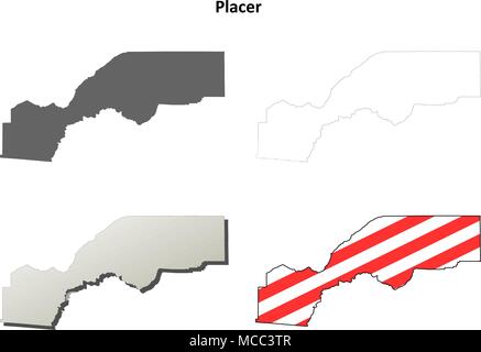 Placer County (California) outline map set Stock Vector Image & Art - Alamy