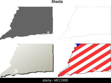 Shasta County (California) outline map set Stock Vector Image & Art - Alamy