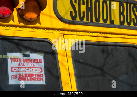 School bus checked for sleeping children parked in the New York ...