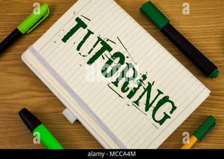 Text sign showing Tutoring. Conceptual photo An act of a person ...